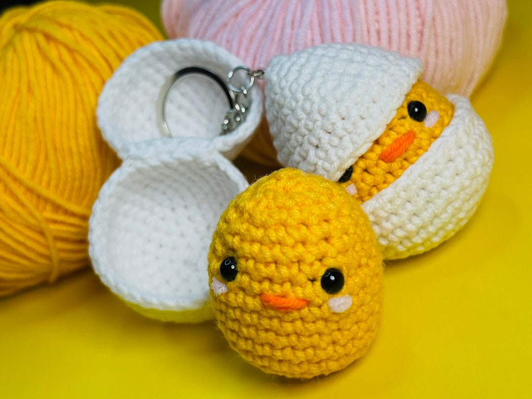 Crochet Chick Inside the Egg Amigurumi Chicken Keychain Pdf Pattern ...