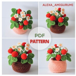 Crochet Strawberry Plant Pattern: Amigurumi Flowers PDF - Etsy
