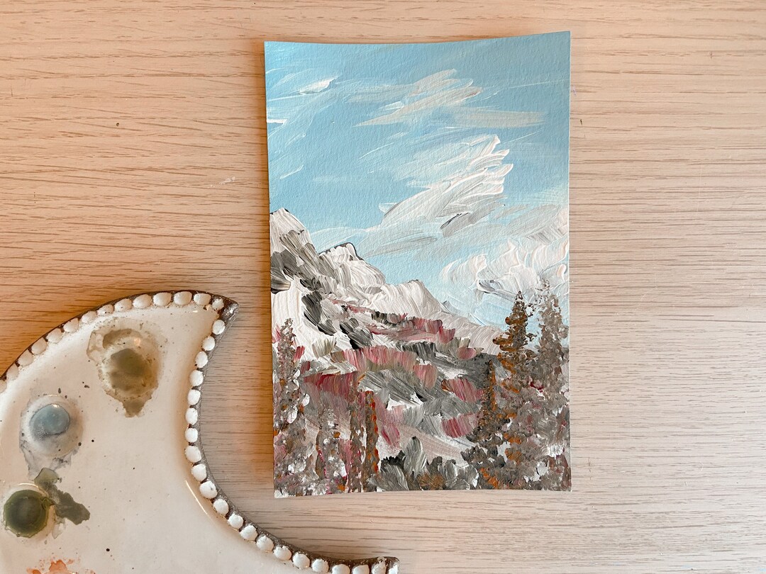 Fall Mountain 4x6 Painting, Original Acrylic Painting, Landscape ...
