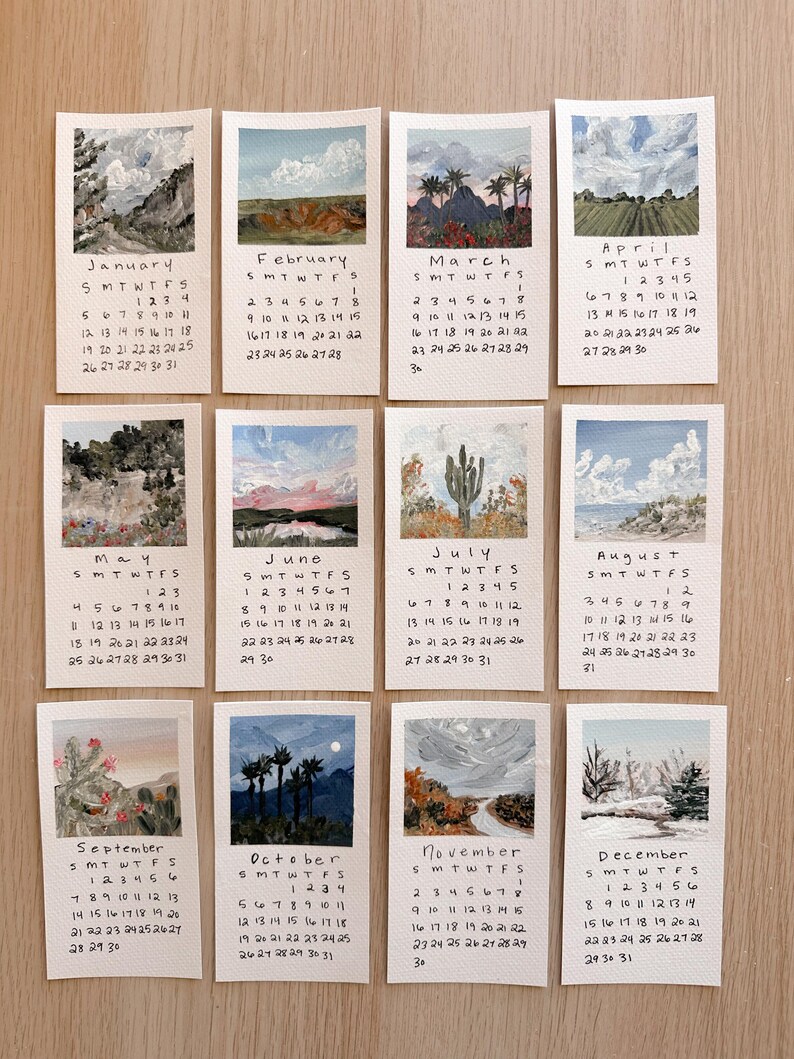 2025 Acrylic Desk Calendar, Mini Hand-painted Calendar, 4.5” X 2.5 ...