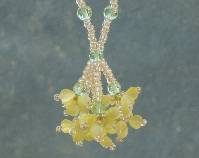 Primrose Posy Necklace, in Czech Seed Beads With Crystal Glass Round ...