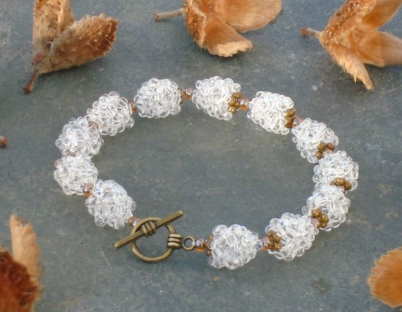 Old Man's Beard Bracelet Bronze and Crystal Bead | Etsy