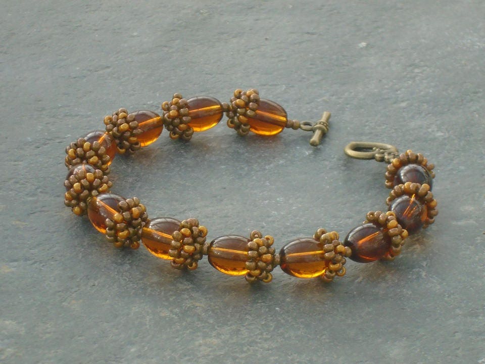 Autumn Acorns Bracelet, Brown Bead Bracelet, in Chocolate and Cinammon ...