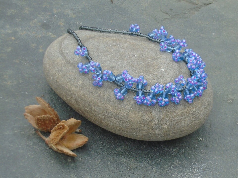 Forget Me Not Garland Necklace, Blue Flower Necklace, in Pale Blue ...