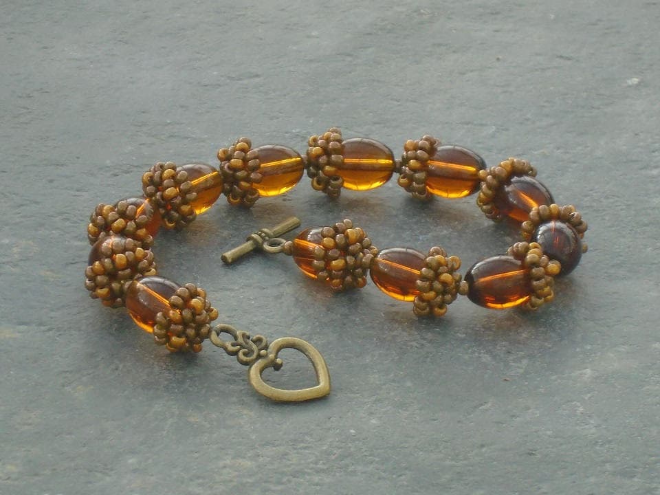 Autumn Acorns Bracelet, Brown Bead Bracelet, in Chocolate and Cinammon ...