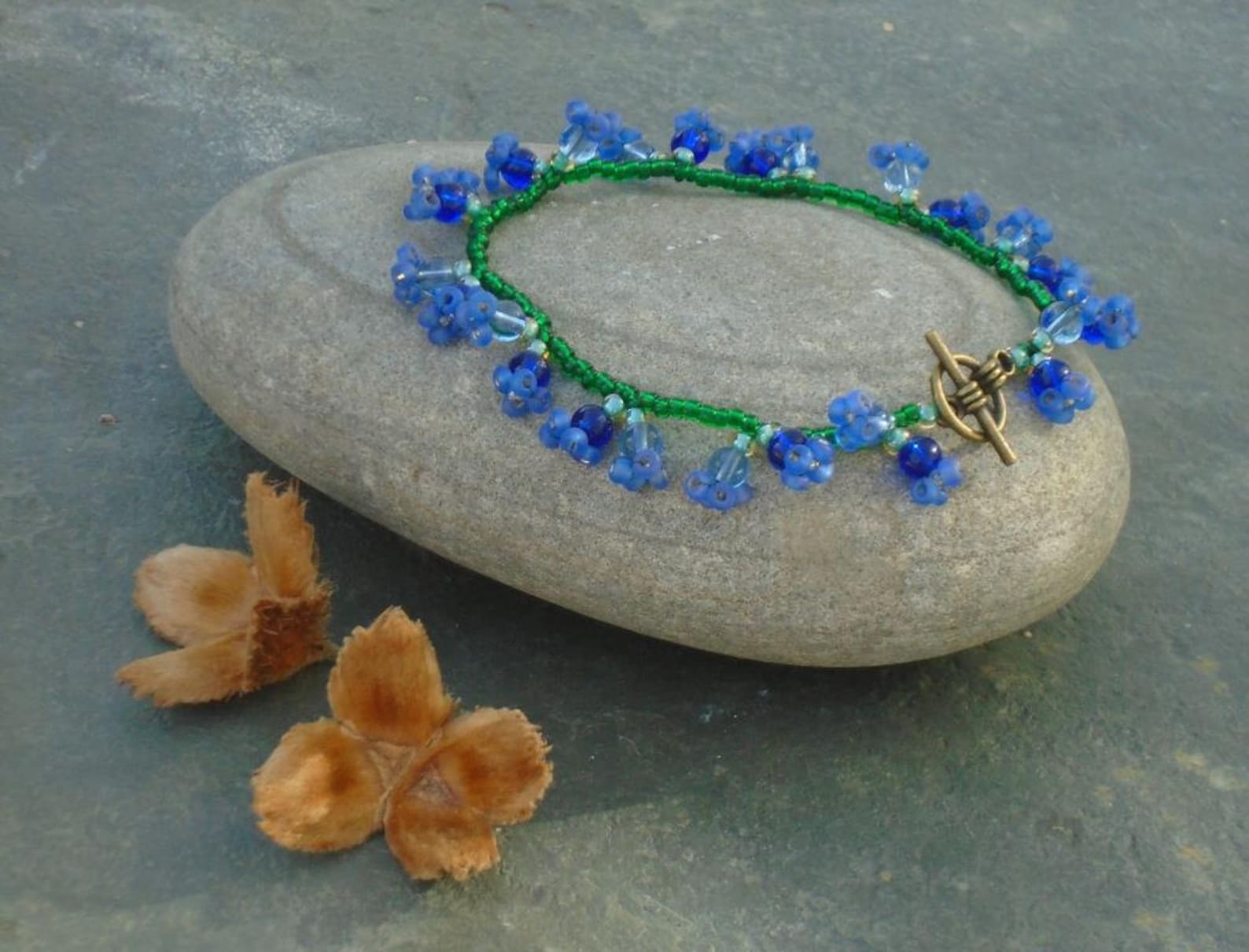 Bluebell Bracelet, Blue Flower Bracelet, in Cobalt and Sapphire Crystal ...