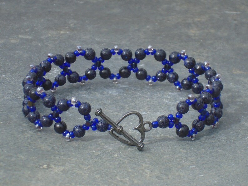 Midnight Sky Bracelet Blue Sand Crystal and Czech Seed Bead | Etsy UK