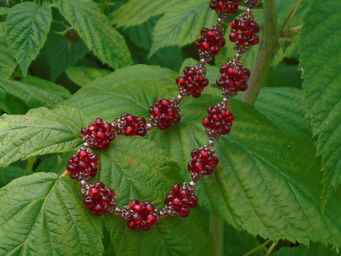Raspberries Necklace Ruby Beaded Necklace in Copper Lined | Etsy UK