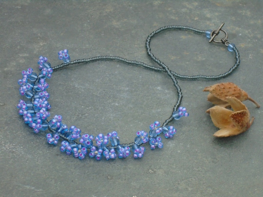 Forget Me Not Garland Necklace, Blue Flower Necklace, in Pale Blue ...