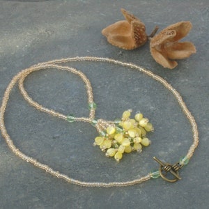 Primrose Posy Necklace, in Czech Seed Beads With Crystal Glass Round ...