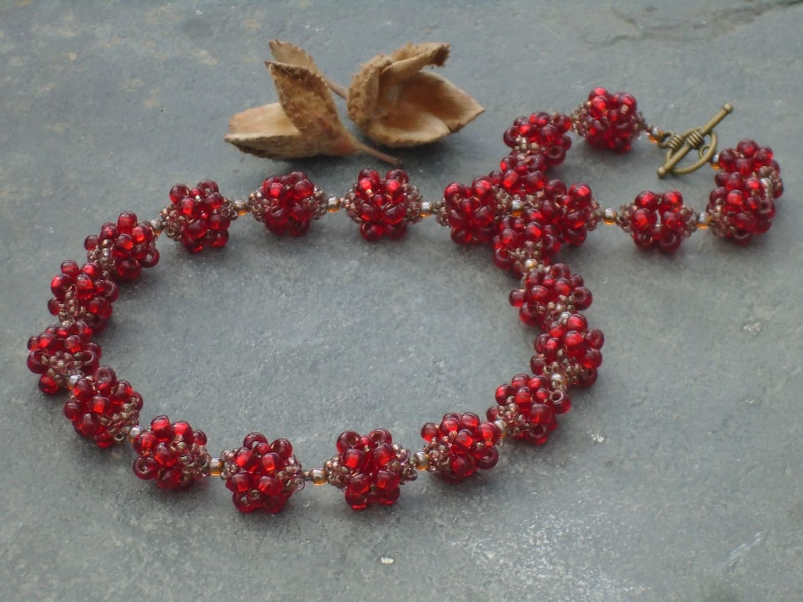 Raspberries Necklace Ruby Beaded Necklace in Copper Lined - Etsy UK