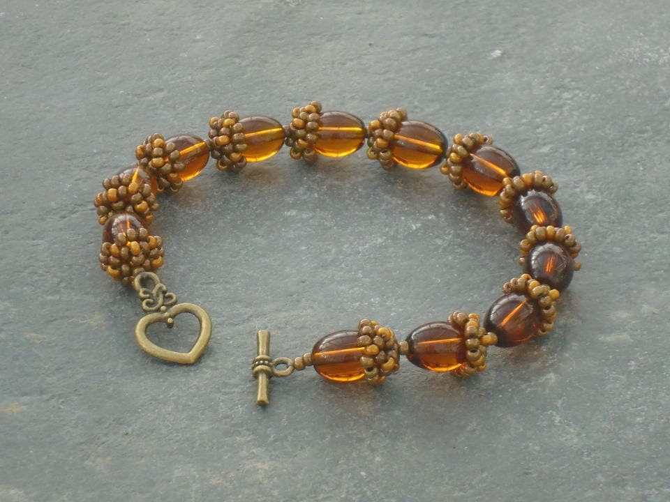 Autumn Acorns Bracelet, Brown Bead Bracelet, in Chocolate and Cinammon ...