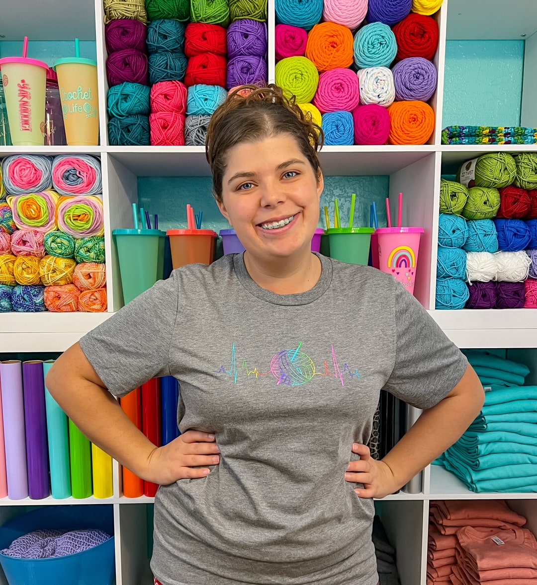 Yarn T-shirt, Colorful Yarn Shirt, Gray Yarn Shirt, Crochet Shirt ...