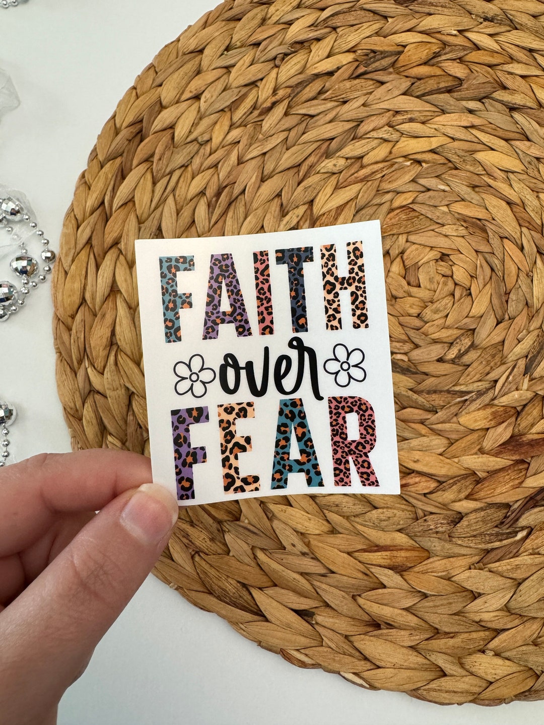 Faith Over Fear Sticker, Cheetah Sticker, Worship Sticker, Christian ...