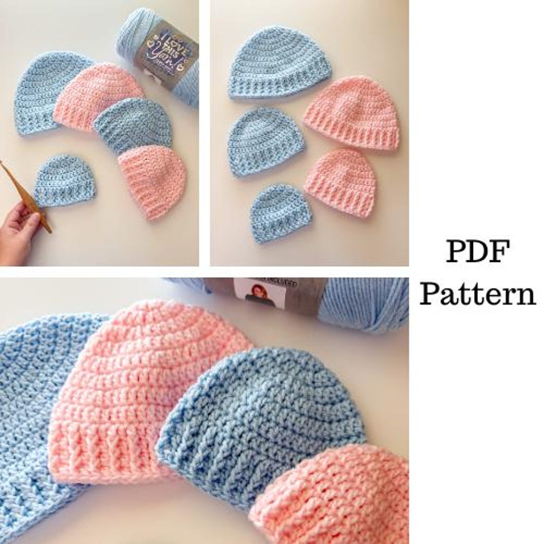 Ribbed Brim Baby Hat Crochet Pattern, Baby Hat Crochet Pattern, Baby ...