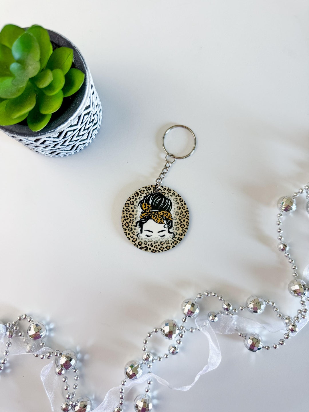 Cheetah Keychain, Messy Bun Keychain, Mom Life Keychain, Sublimation ...