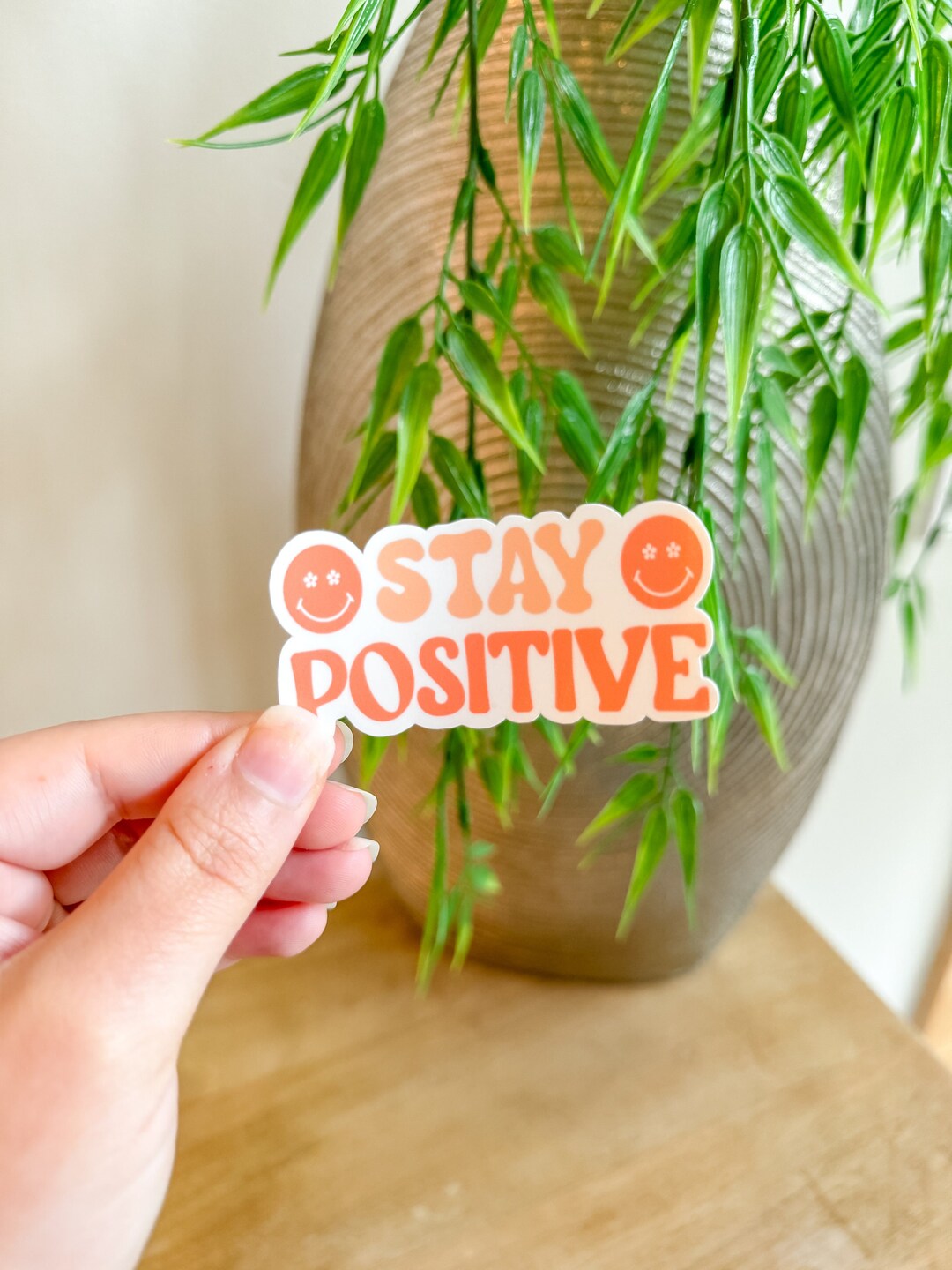 Stay Positive Sticker, Retro Sticker, Smiley Face Sticker, Waterproof ...
