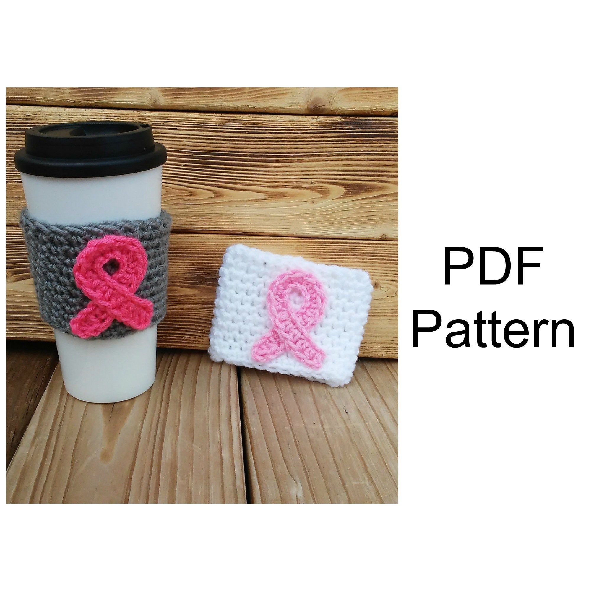 Breast Cancer Awareness Cup Cozy Crochet Pattern, Crochet PDF Pattern ...