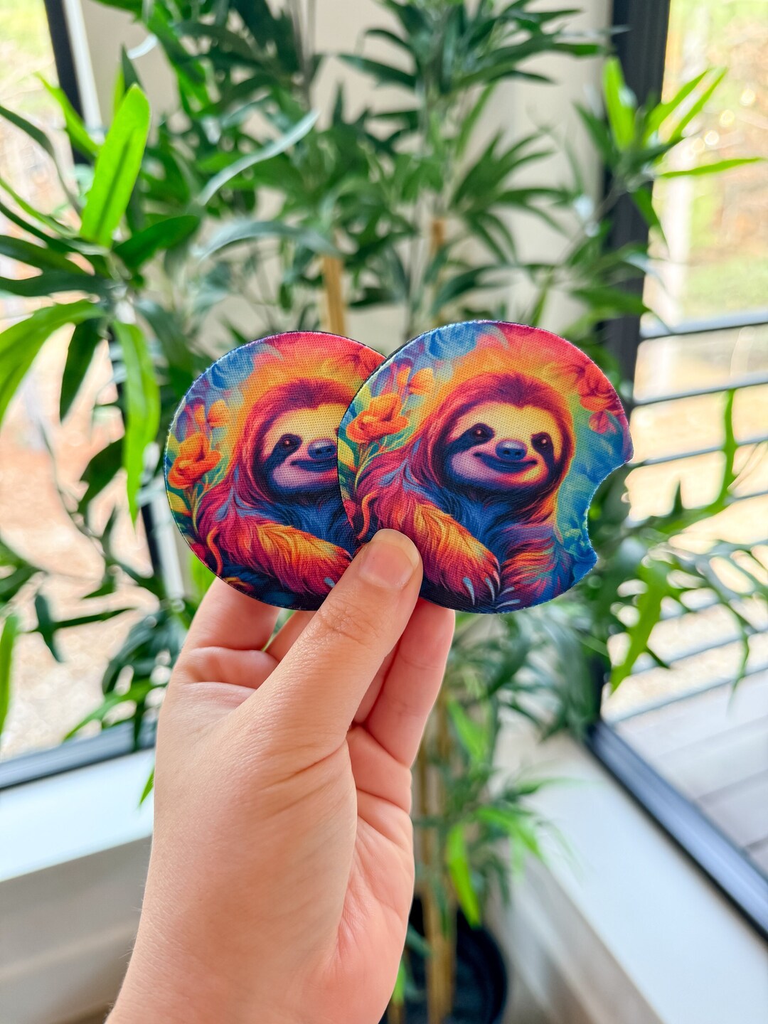 Sloth Car Coasters, Set of 2, Stocking Stuffer, Car Accessories ...