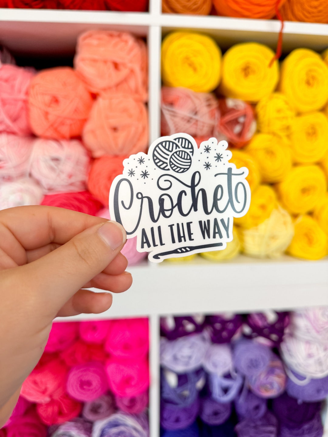 Crochet All the Way Sticker, Crochet Sticker, Laptop Sticker, Water ...
