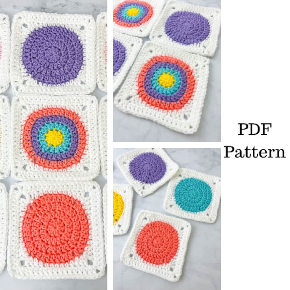 Circle Granny Square Crochet Pattern, Granny Square Pattern, Crochet ...