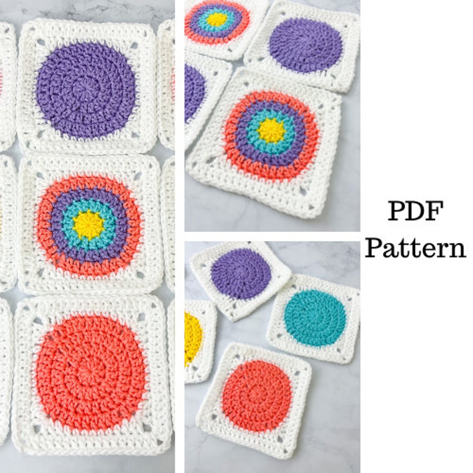 Circle Granny Square Crochet Pattern, Granny Square Pattern, Crochet ...