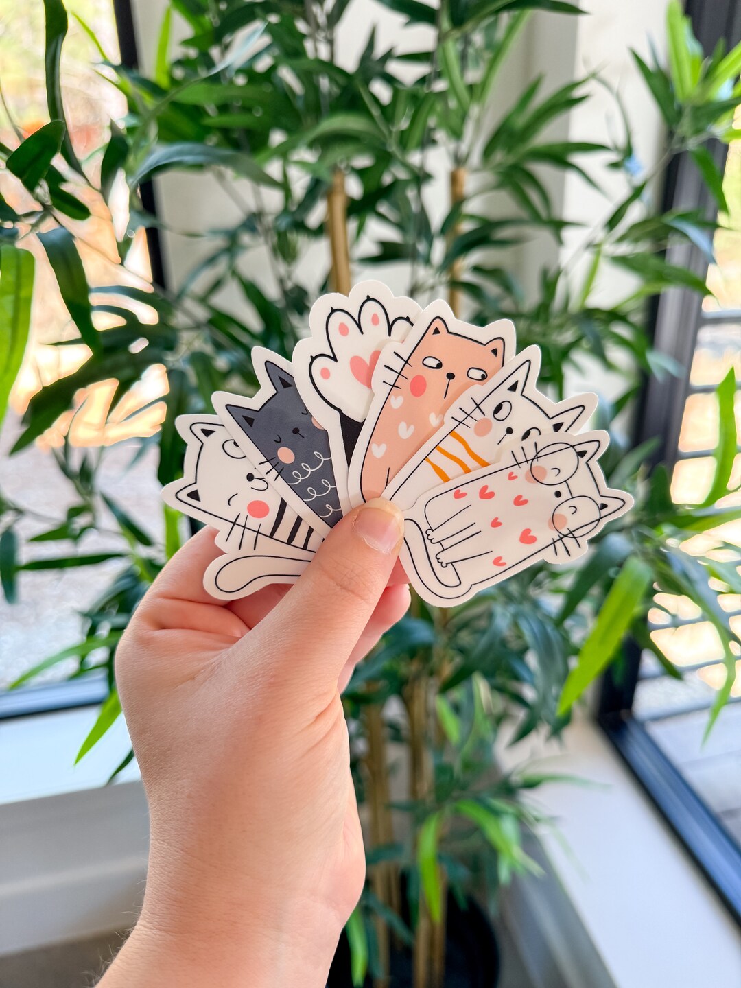 Cat Sticker Pack, Set of 6 Stickers, Waterproof Sticker, Water Bottle ...