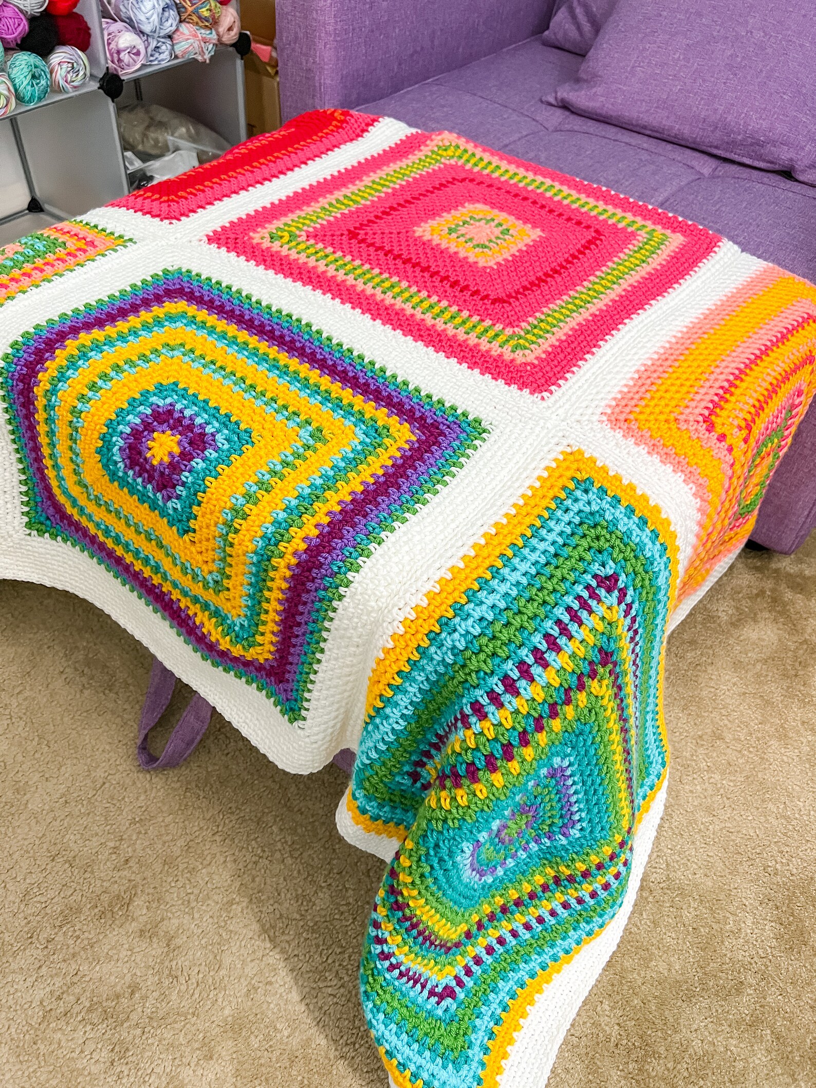 Moss Stitch Square Temperature Blanket Crochet Pattern & Color Chart ...