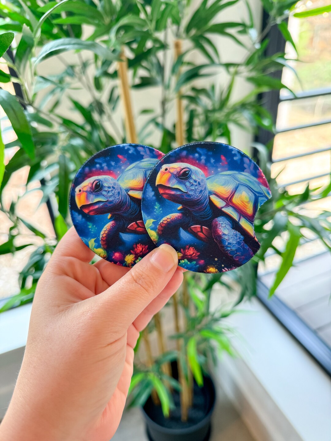 Turtle Car Coasters, Sea Turtle Coasters, Set of 2, Car Accessories ...