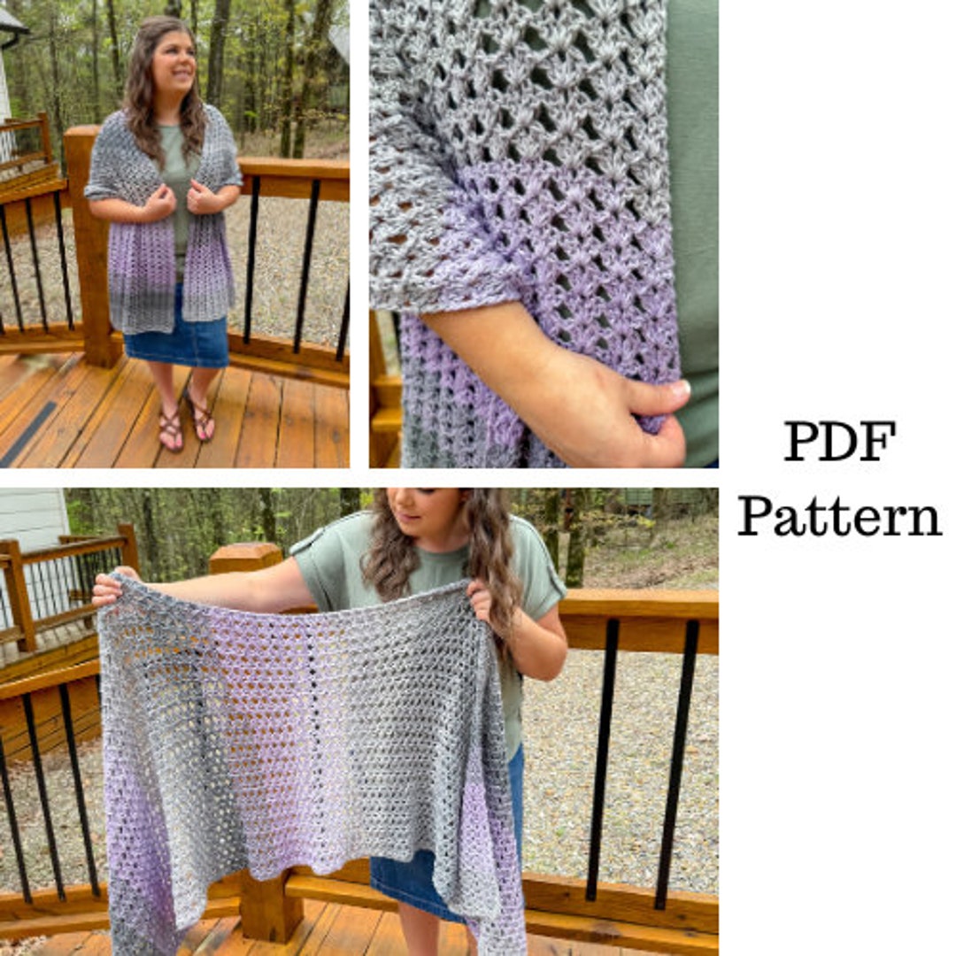 Easy Rectangle Shawl Crochet Pattern, Beginner Crochet, Crochet PDF ...