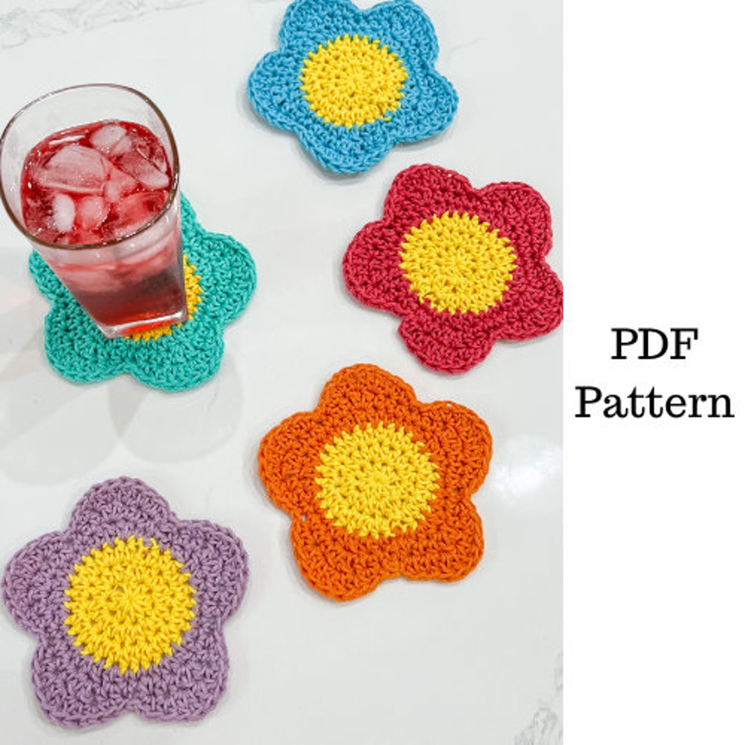 Easy Flower Coasters Crochet Pattern, Daisy Coasters Crochet Pattern ...