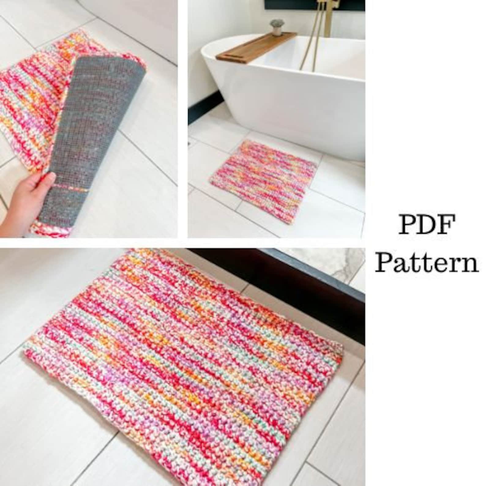 Bath Mat Crochet Pattern, Crochet Bath Rug Pattern, Crochet PDF Pattern ...
