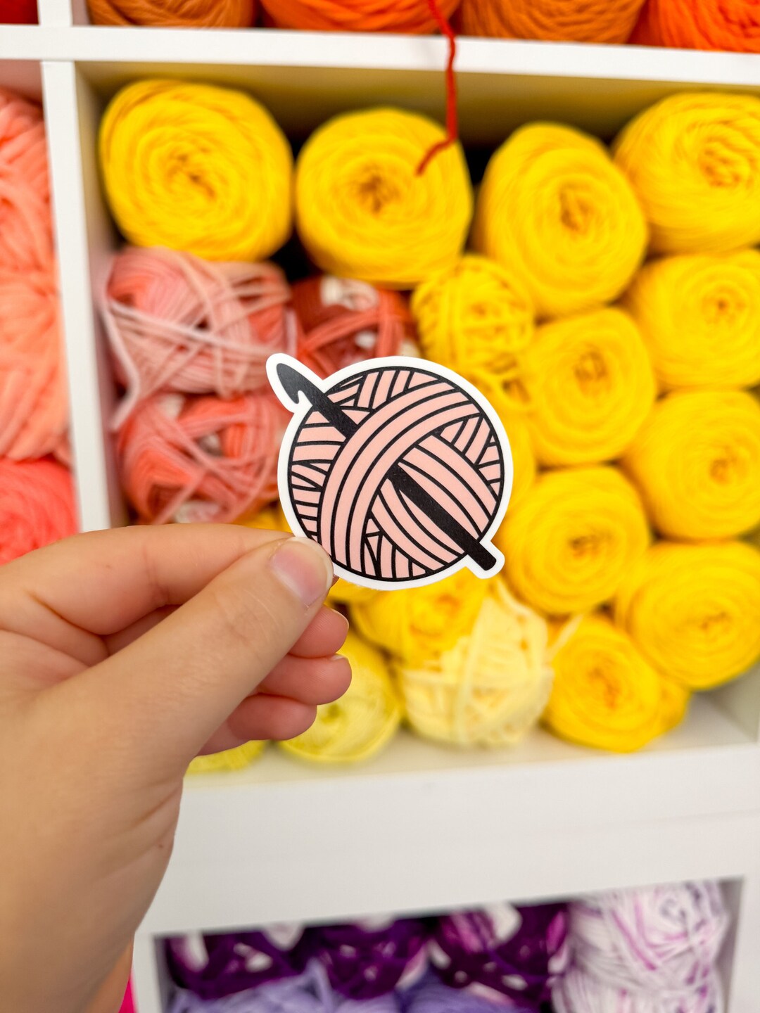 Yarn Ball and Hook Sticker, Crochet Sticker, Laptop Sticker, Water ...