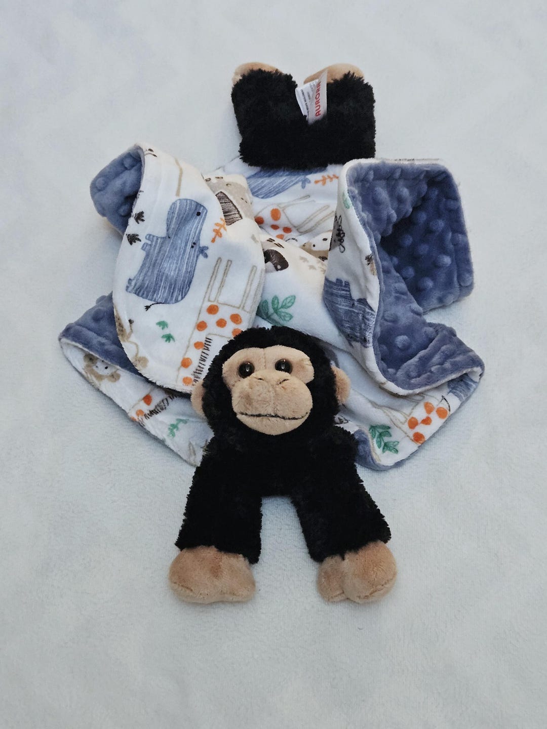 Monkey/chimp Minky Baby Animal Lovey Snuggle Blanket 18x18 or 24x24 ...