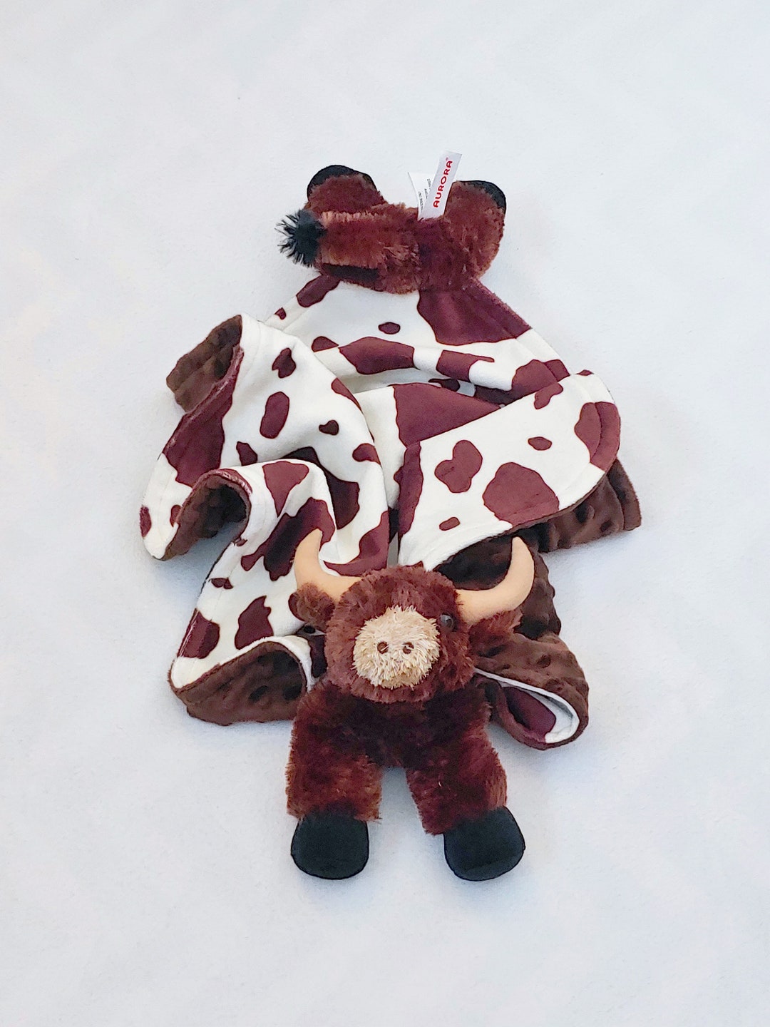 Bull Minky Baby Animal Blanket Snuggle Blanket Lovey 18x18 Ivory ...