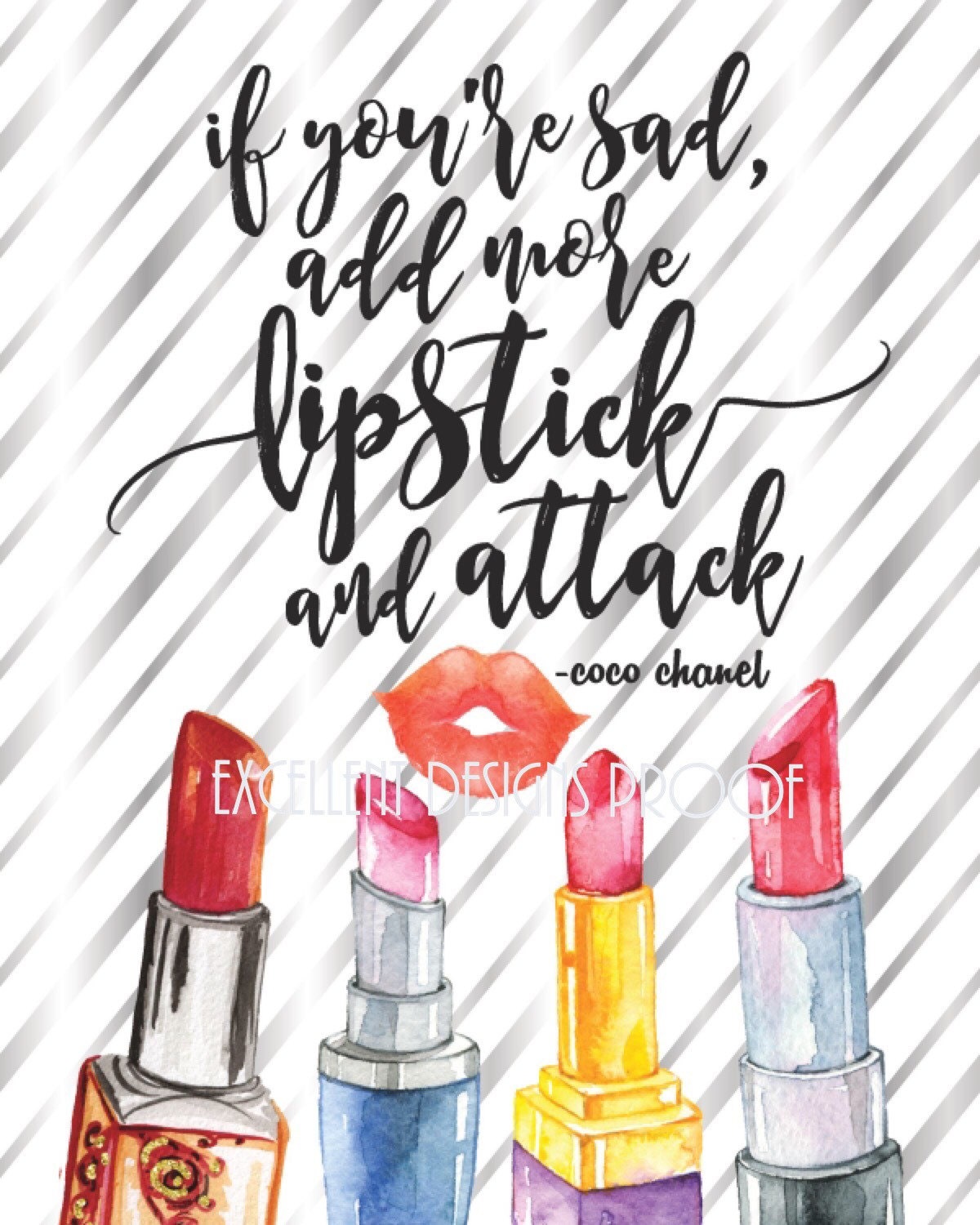 If You're Sad Add More Lipstick and Attack, Printable Wall Art, Coco ...