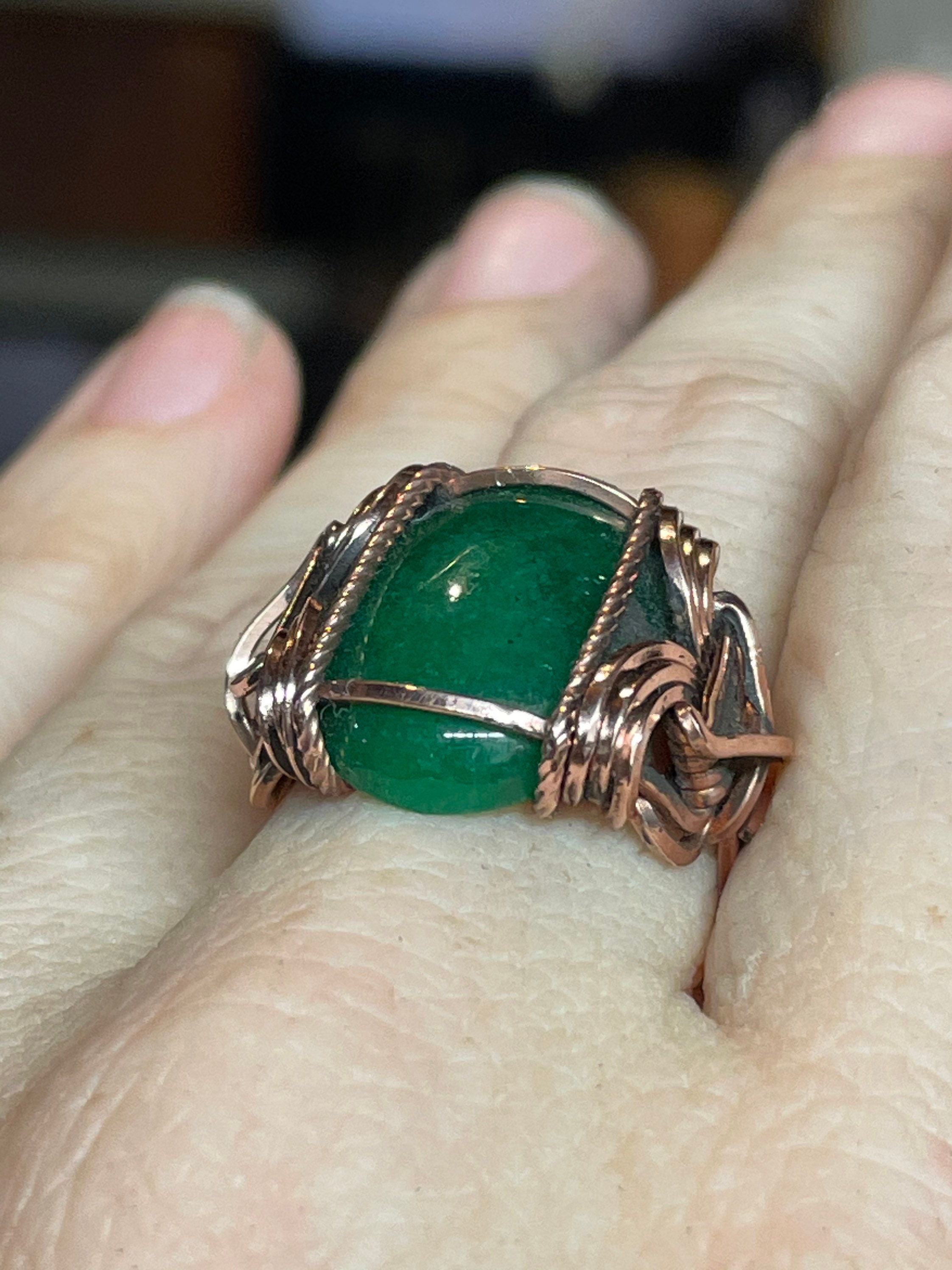 Anillo de jade y cobre - Etsy España