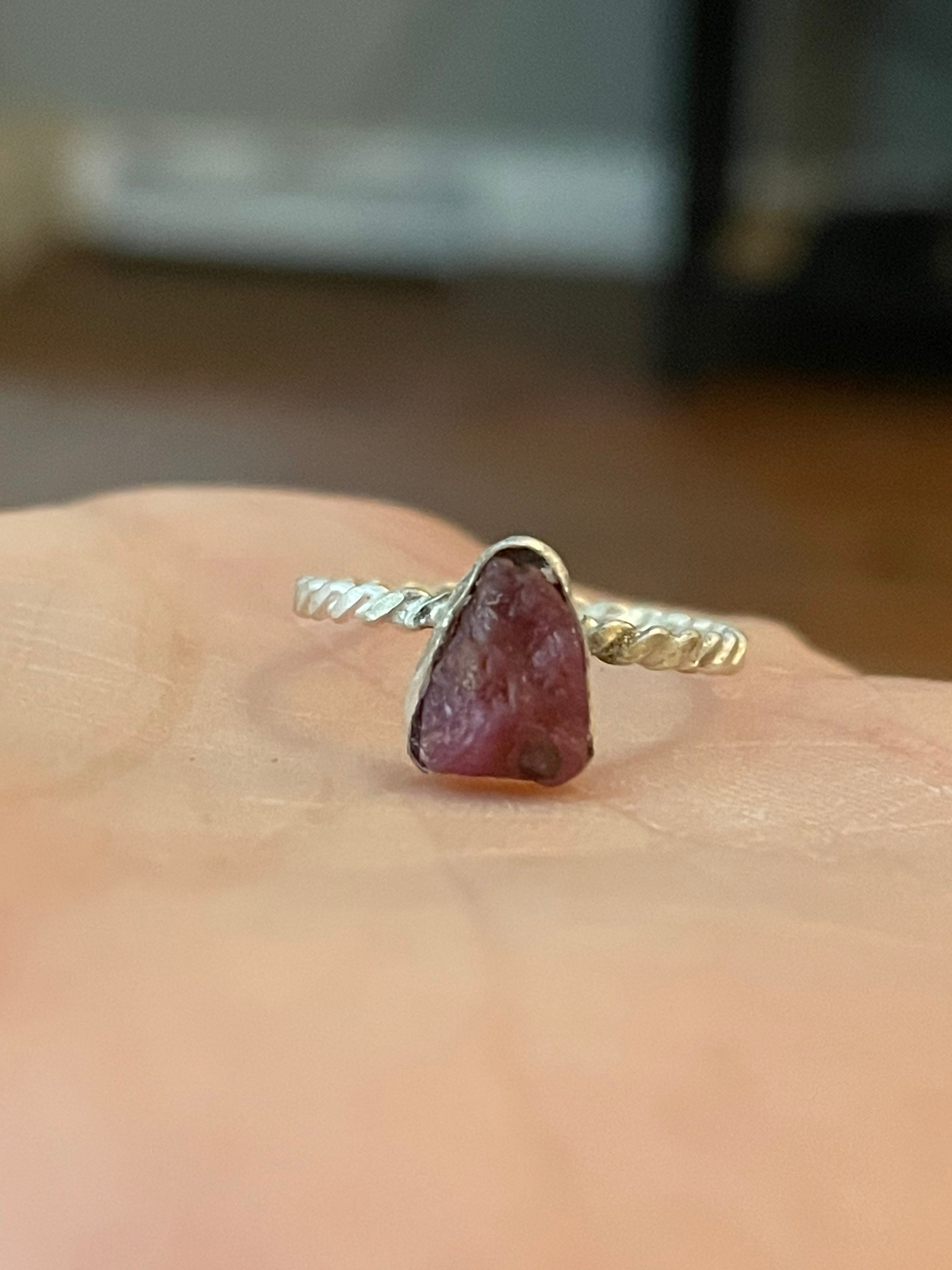 Sterling silver and raw ruby ring | Etsy