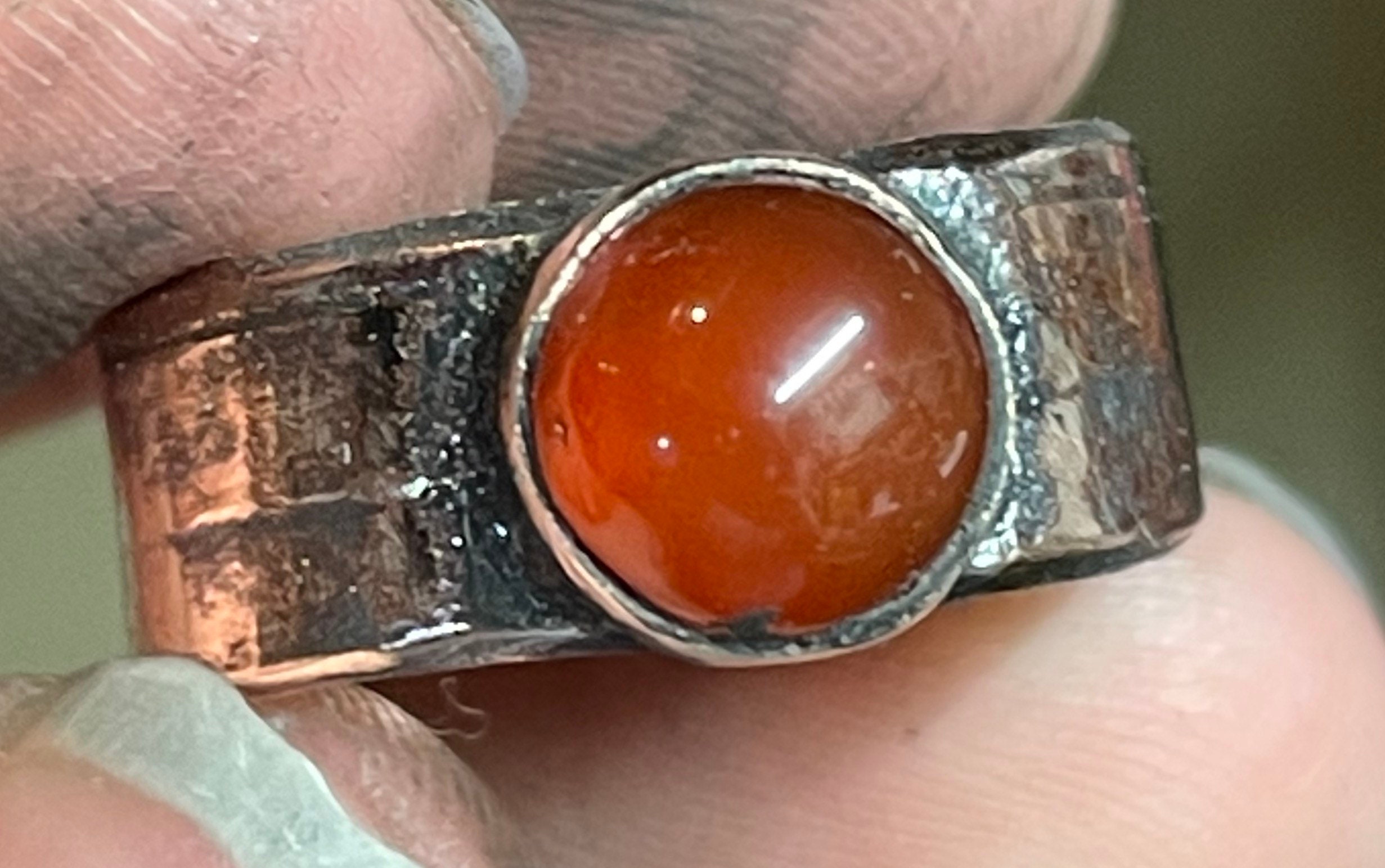 Agate and Copper Ring | Etsy