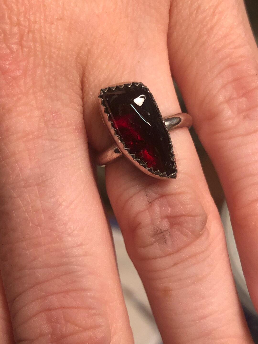 Huge Polished Georgia Garnet Set in Sterling Silver Ring - Etsy