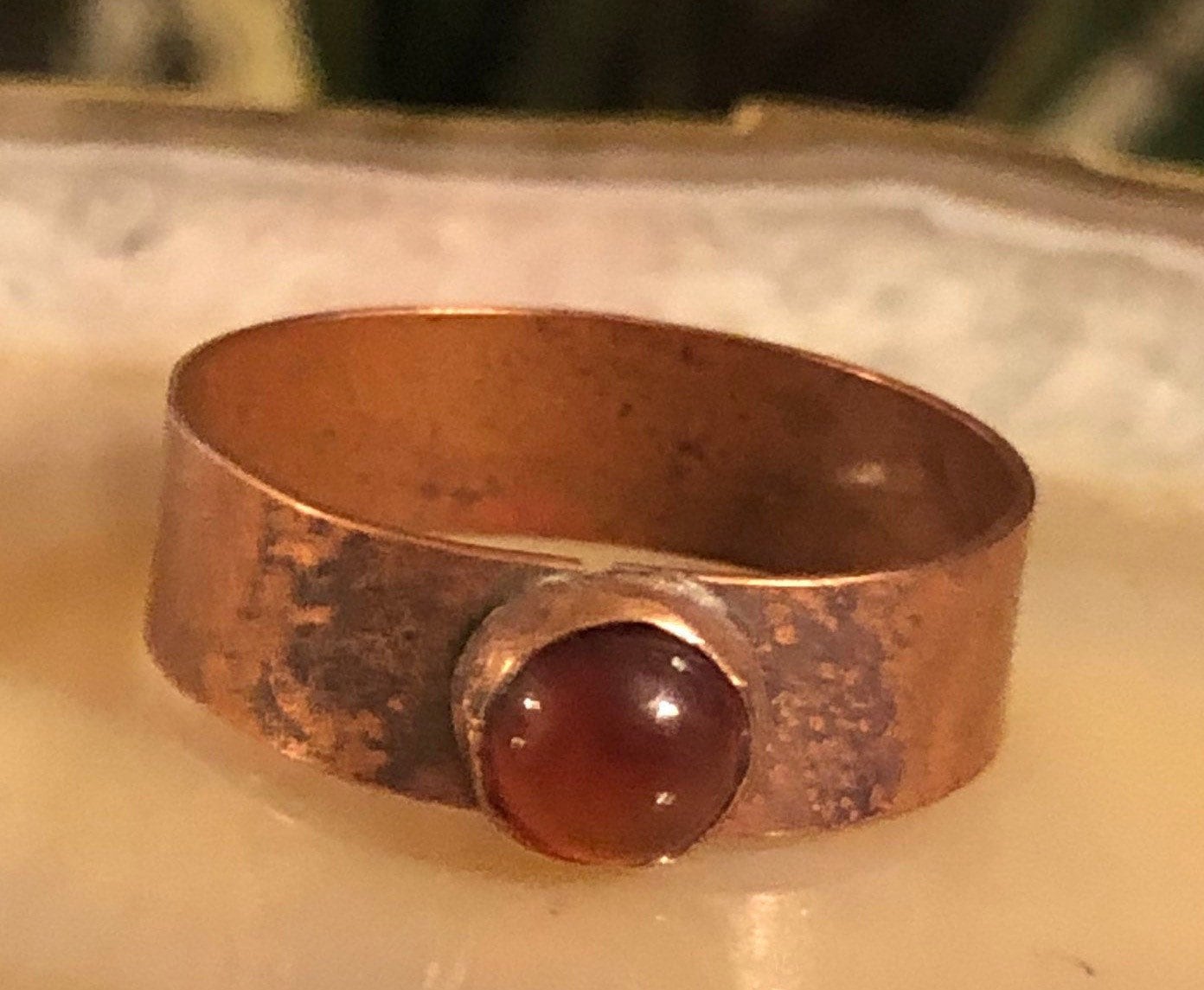 Agate and Copper Ring | Etsy