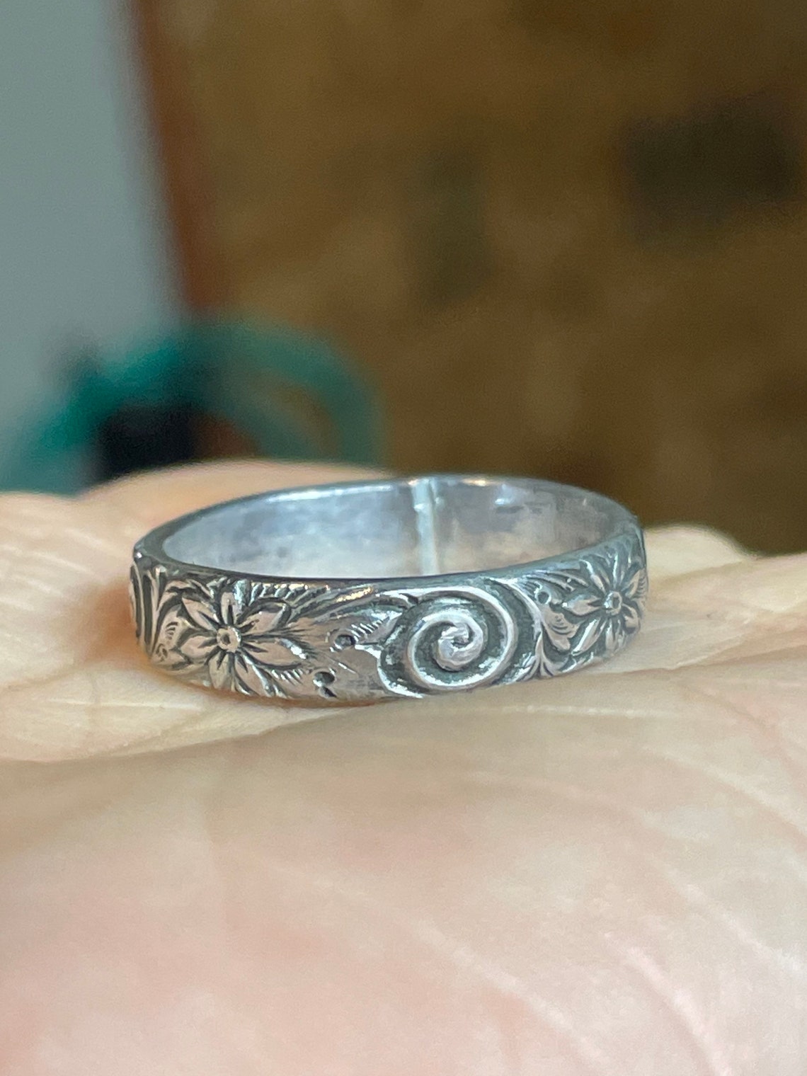 Sterling Silver Flower Ring - Etsy