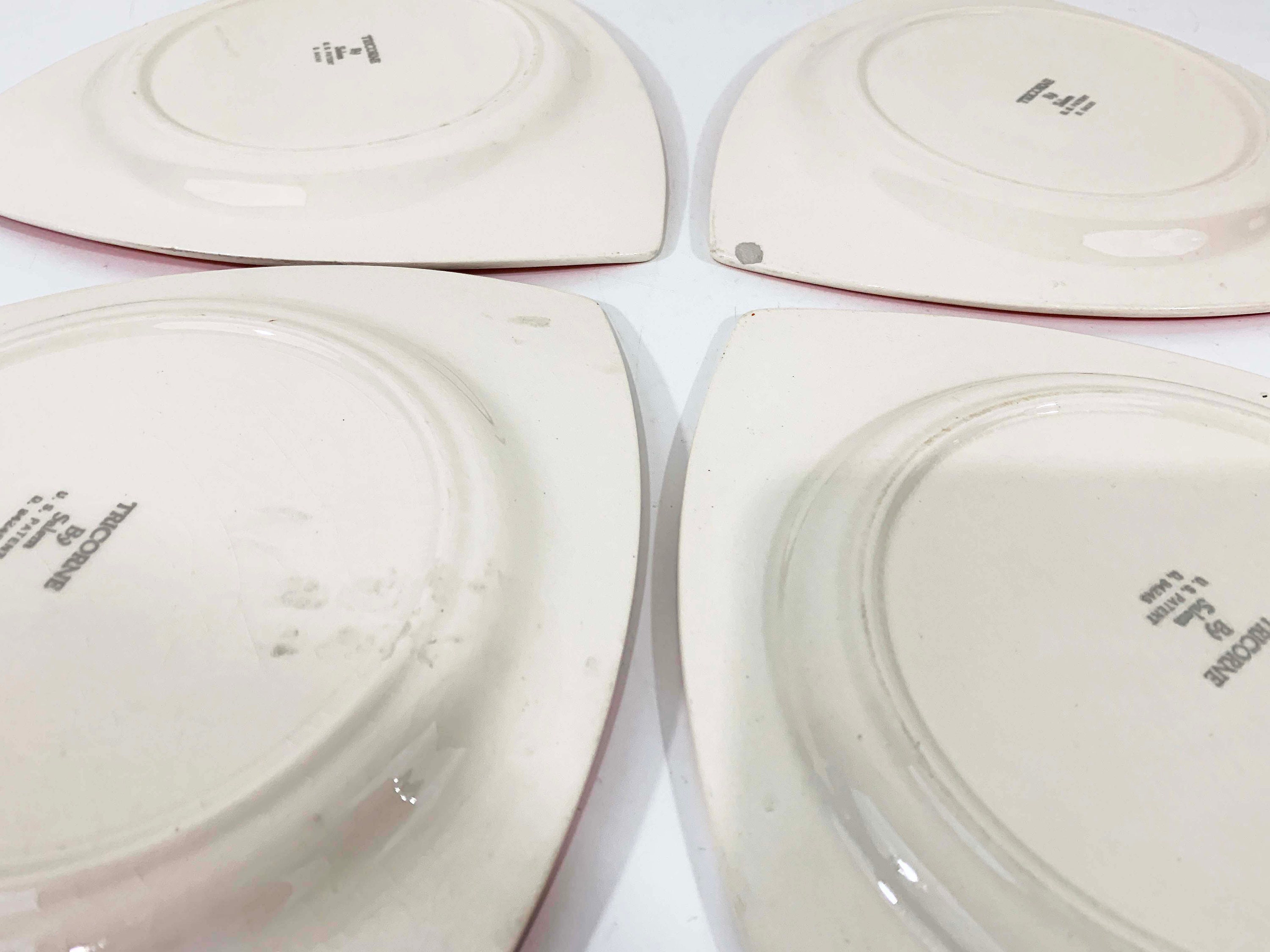 Vintage Salem Tricorne China Set of Four Dinner Plates Atomic Art Deco ...
