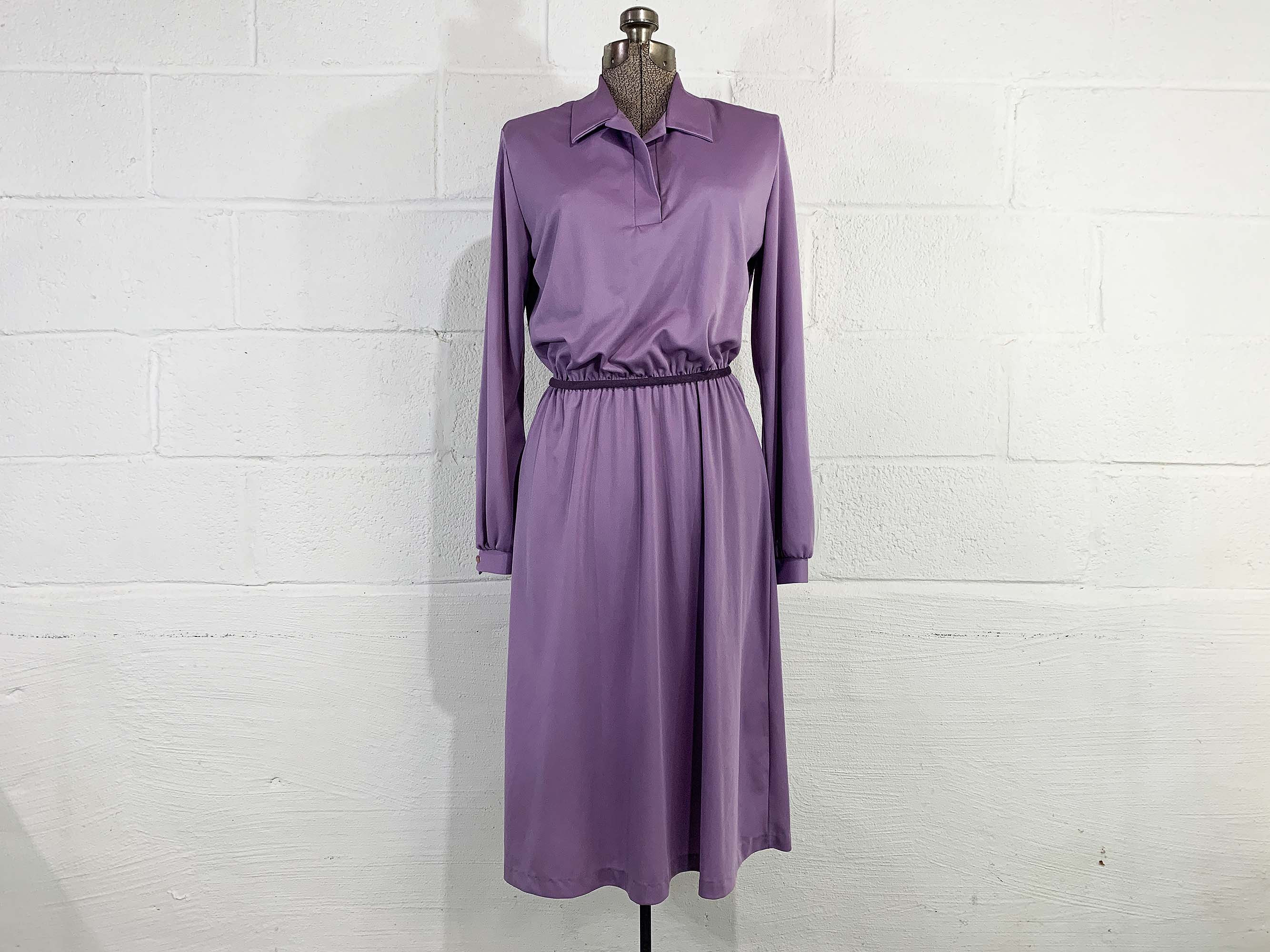 Vintage Pastel Purple Dress Midi Long Sleeve Blousy Peasant Sleeves ...