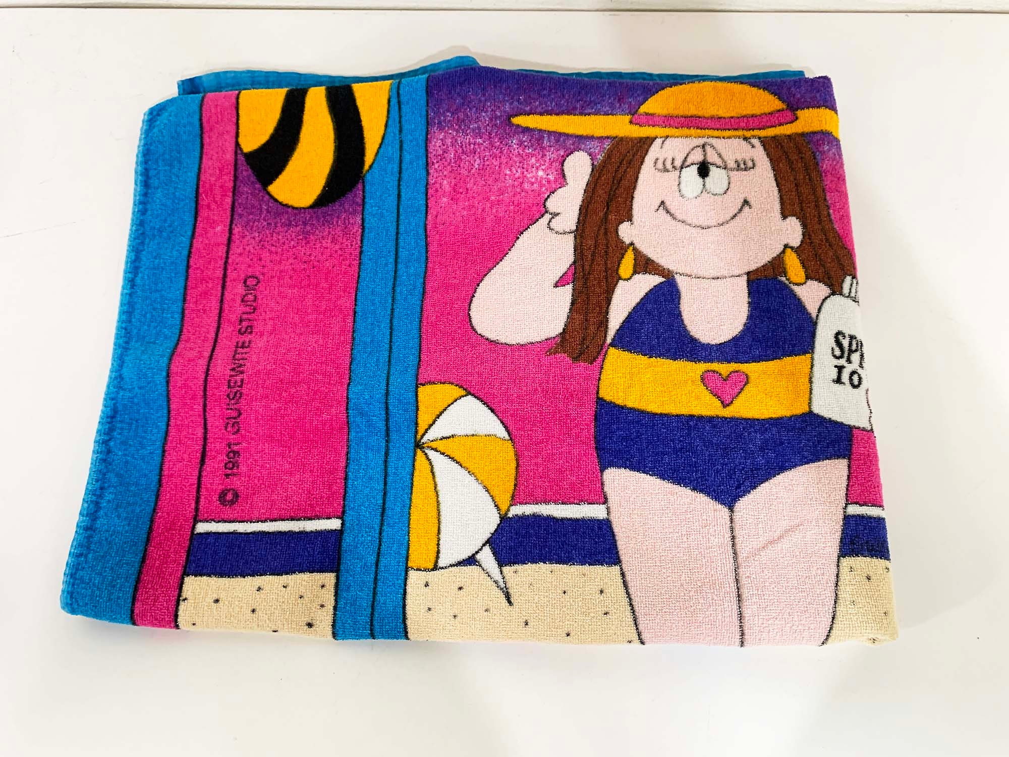 Vintage Cathy Cartoon Beach Towel Pool Sunday Funnies Guiswite Funny ...