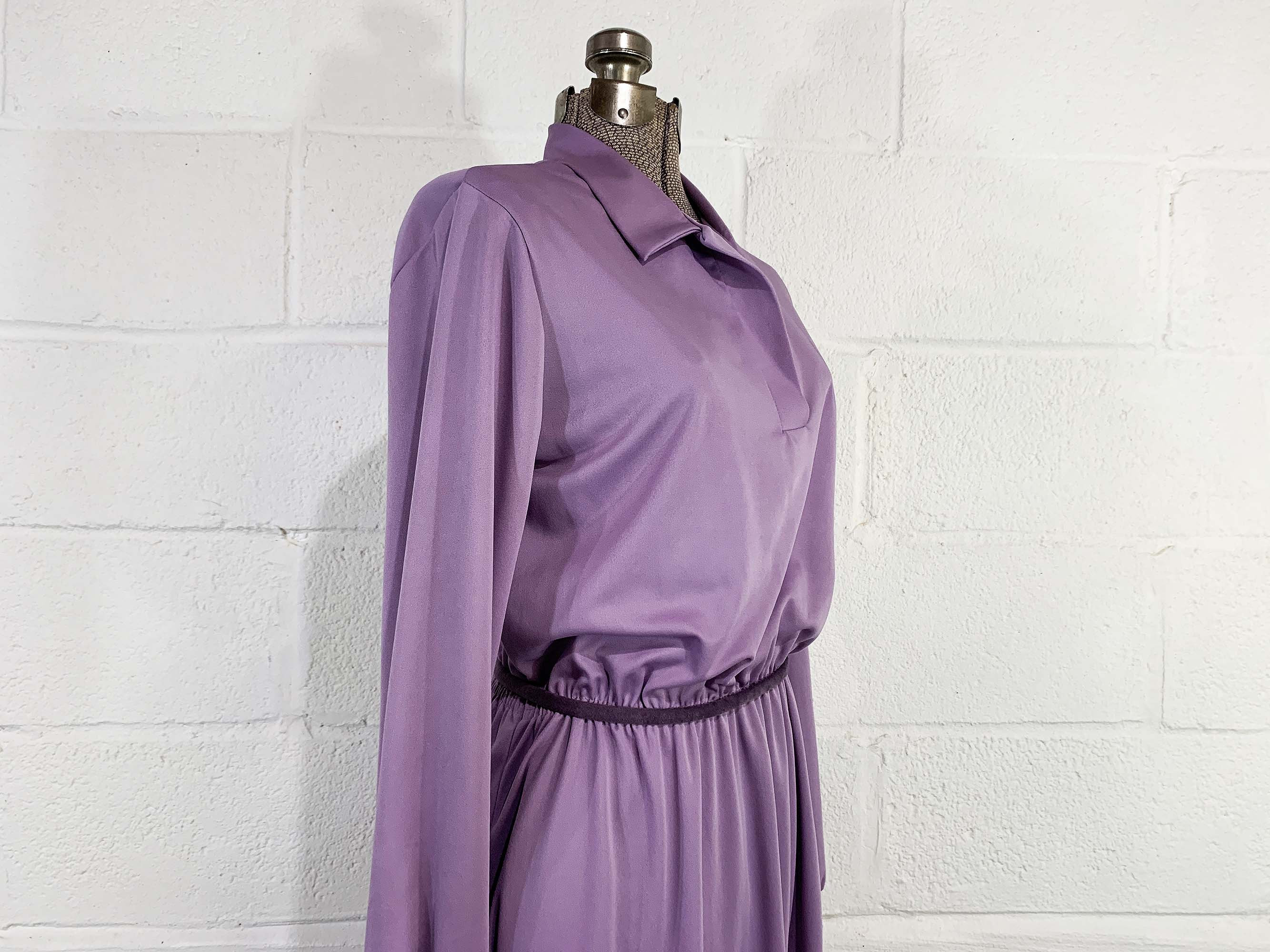 Vintage Pastel Purple Dress Midi Long Sleeve Blousy Peasant Sleeves ...