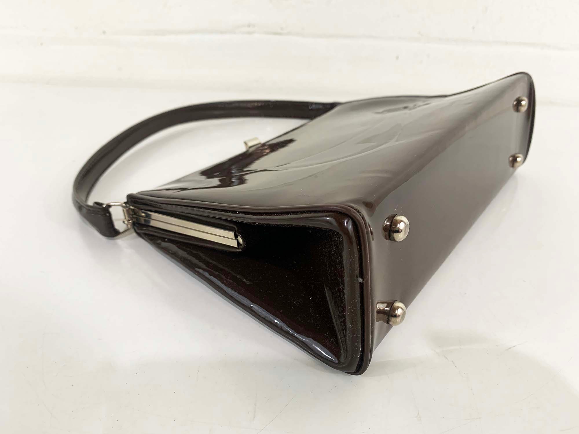 Vintage Brown Mod Purse Large Faux Patent Leather Bag Verdi USA Top ...