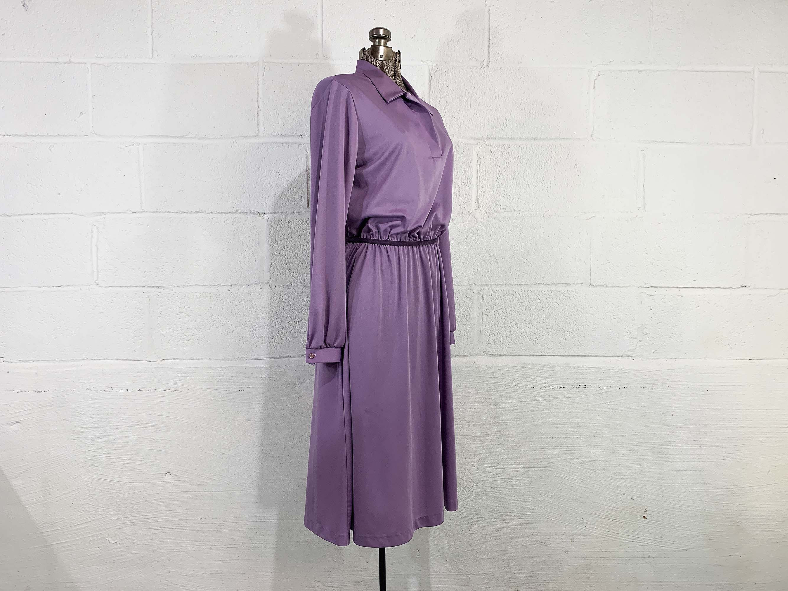 Vintage Pastel Purple Dress Midi Long Sleeve Blousy Peasant Sleeves ...
