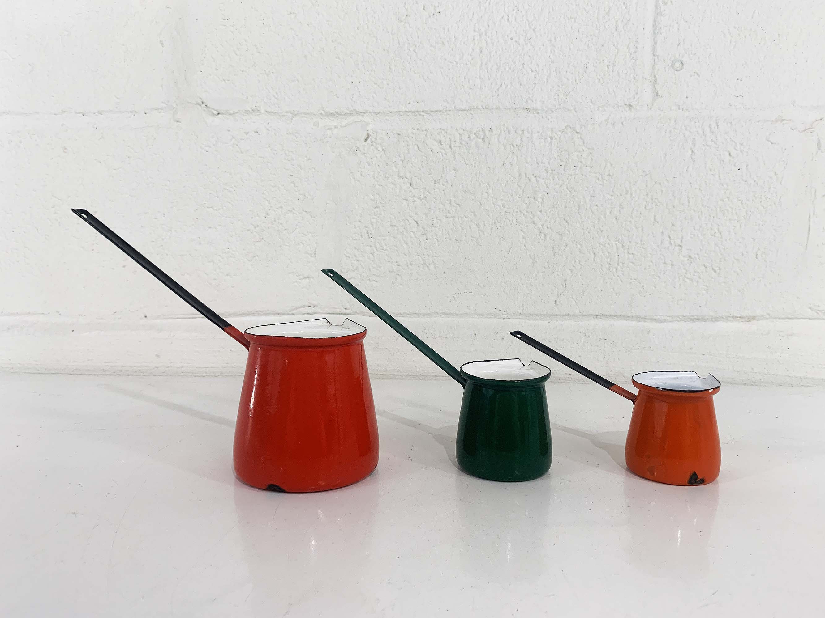 Vintage Enamelware Small Pitcher Set of 3 Pot Retro Made in Yugoslavia ...