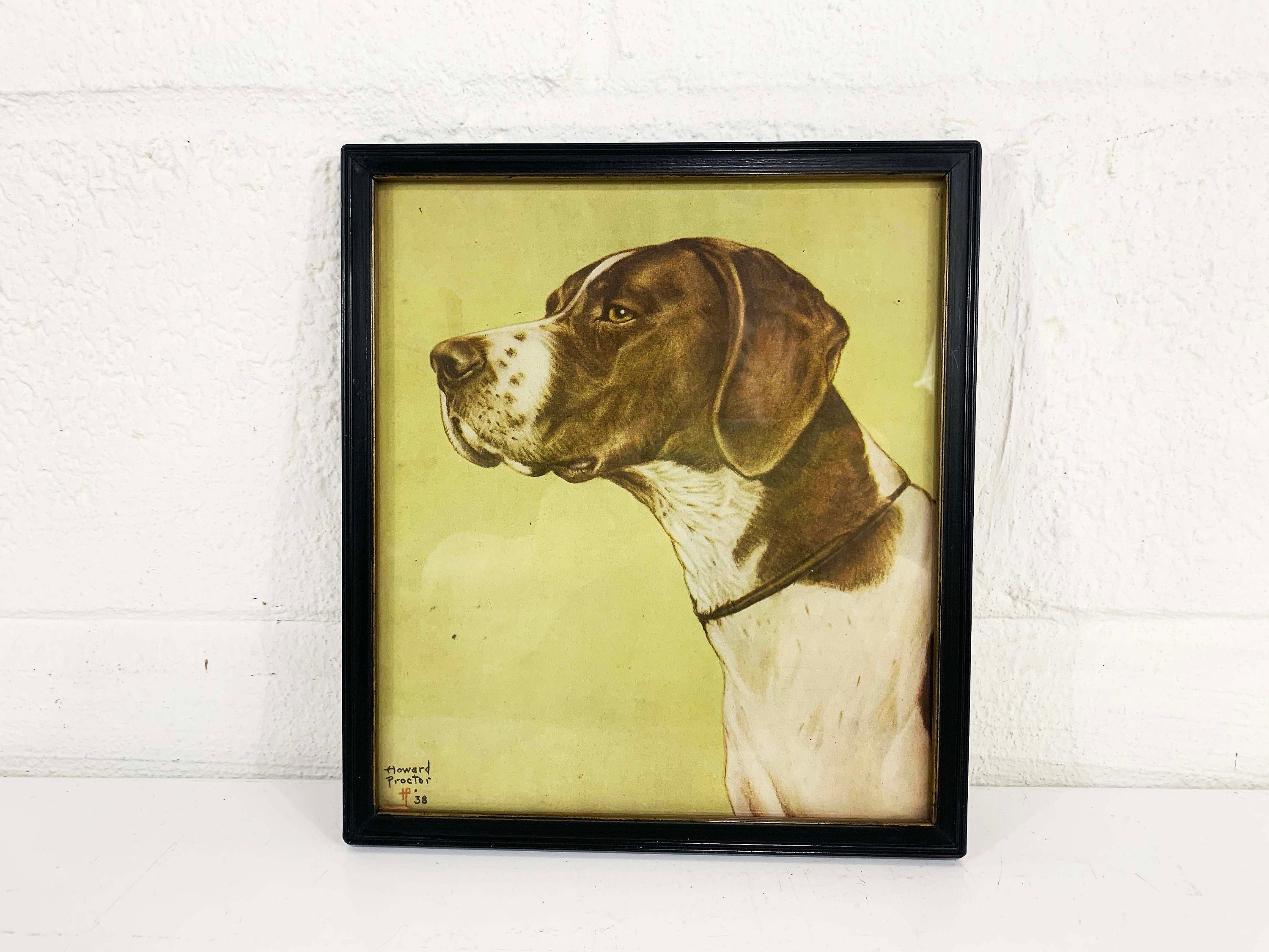 Vintage Howard Proctor Dog Portrait 1938 Litho Frame Dogs Framed 30s ...